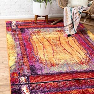 Unique Loom Metro Collection Contemporary Abstract Lantern Area Rug, 8' 0" x 10' 0", Yellow/Red