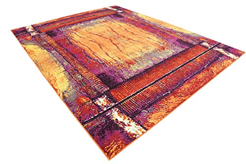 Unique Loom Metro Collection Contemporary Abstract Lantern Area Rug, 8' 0" x 10' 0", Yellow/Red