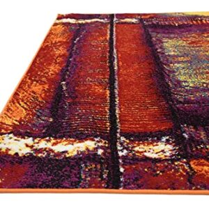 Unique Loom Metro Collection Contemporary Abstract Lantern Area Rug, 8' 0" x 10' 0", Yellow/Red