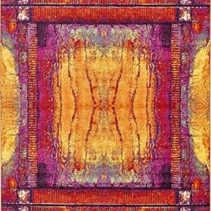 Unique Loom Metro Collection Contemporary Abstract Lantern Area Rug, 8' 0" x 10' 0", Yellow/Red