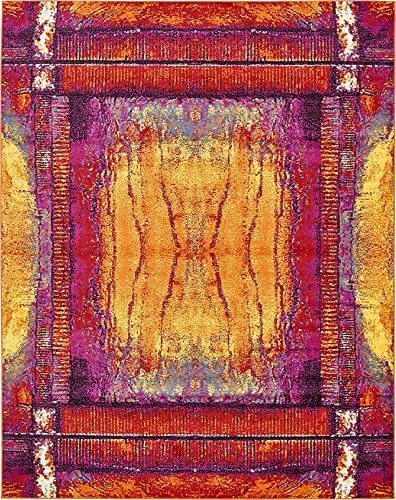 Unique Loom Metro Collection Contemporary Abstract Lantern Area Rug, 8' 0" x 10' 0", Yellow/Red