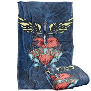 bon jovi weathered denim silky touch super soft throw blanket 36″ x 58″