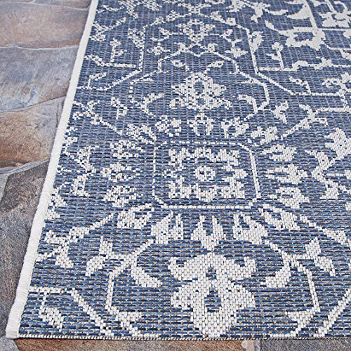 Couristan Monte Carlo Palmette Indoor/Outdoor Area Rug, 5'10" x 9'2", Navy-Ivory