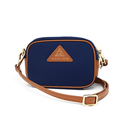 Anti-Theft Waterproof Mini Cross-Body Bag with Adjustable Faux Leather Strap (Navy)