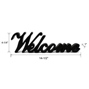 CVHOMEDECO. Matt Black Wooden Words Sign Free Standing Welcome Desk/Table/Shelf/Home Wall/Office Decoration Art, 14-1/2 x 4-1/4 x 1 Inch