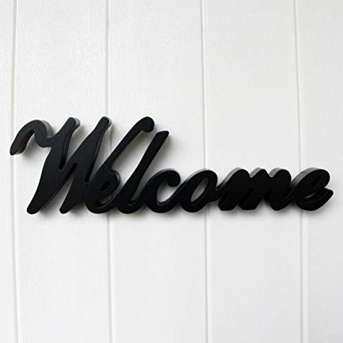 CVHOMEDECO. Matt Black Wooden Words Sign Free Standing Welcome Desk/Table/Shelf/Home Wall/Office Decoration Art, 14-1/2 x 4-1/4 x 1 Inch