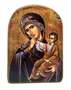 handmade wooden greek christian orthodox mount athos icon of virgin mary /mp2