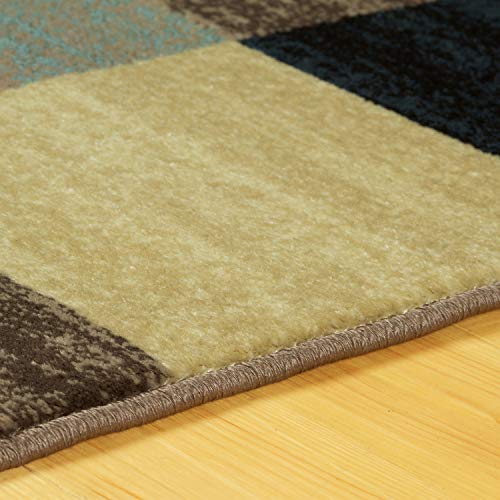 Superior Indoor Area Rug, Neutral Modern Geometric Home Decor For Living Room, Dining, Kitchen, Bedroom, Office, Nursery, Woven Rugs, Jute Backing, Rockaway Collection, 2' x 3', Majolica Blue