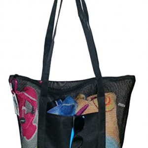 Mesh Beach Tote Bag Black - Good for the Beach - 18 in X 18 in X 5.5 In