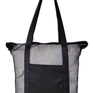 Mesh Beach Tote Bag Black - Good for the Beach - 18 in X 18 in X 5.5 In