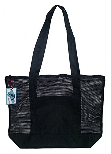 Mesh Beach Tote Bag Black - Good for the Beach - 18 in X 18 in X 5.5 In