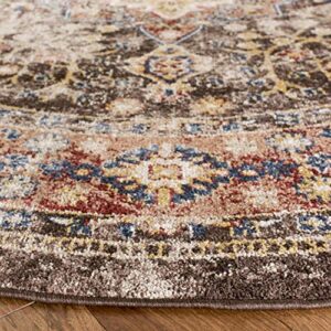 SAFAVIEH Bijar Collection 6'7" Round Brown / Rust BIJ652D Traditional Oriental Distressed Non-Shedding Dining Room Entryway Foyer Living Room Bedroom Area Rug