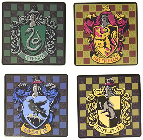 Harry Potter Unisex-Adult's Square Coasters-Pack of 4, Yellow Ochre, Standard