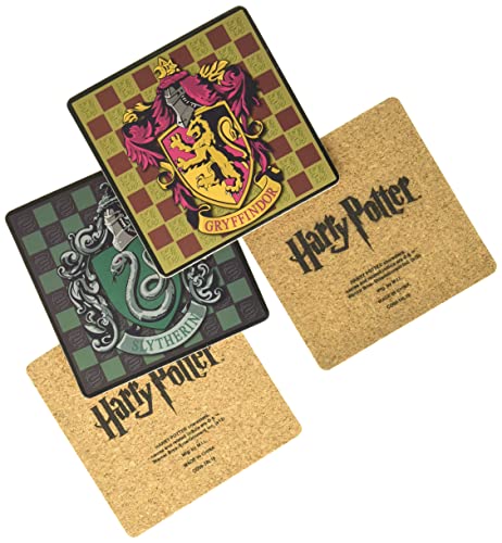 Harry Potter Unisex-Adult's Square Coasters-Pack of 4, Yellow Ochre, Standard