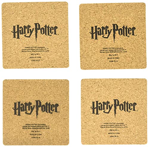 Harry Potter Unisex-Adult's Square Coasters-Pack of 4, Yellow Ochre, Standard