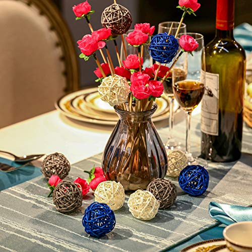 15 Pieces Vase Filler Rattan Balls Decorative for Craft, Party, Wedding Table Decoration, Baby Shower, Aromatherapy Accessories, 1.8 Inch (Blue Gray White)