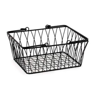 spectrum diversified twist storage handles, modern farmhouse décor farmer’s market-style wire basket for organizing bathroom, pantry & craft room, medium, black