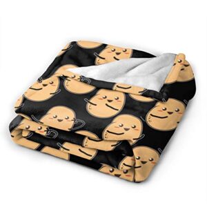 Comfy Soft I'm A Potato Cute Potatoes Throw Blanket, Sherpa Flannel Fleece Home Blanket Wearable Blanket, Queen Size Blankets for Bedroom Living Rooms Sofa Couch, 40"x50"