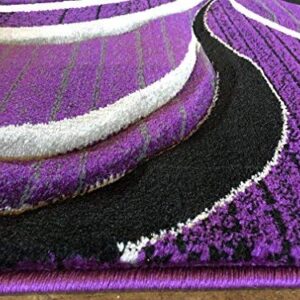 Modern Purple,Black & Grey Door Mat Contemporary Area Rug Swirl Contempo 344 (2 Feet X 3 Feet 4 inch)