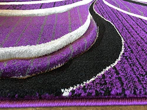 Modern Purple,Black & Grey Door Mat Contemporary Area Rug Swirl Contempo 344 (2 Feet X 3 Feet 4 inch)