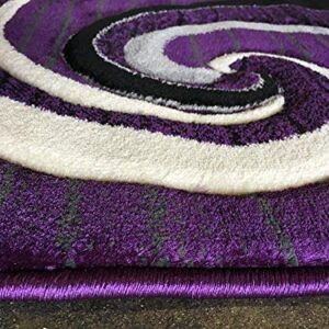 Modern Purple,Black & Grey Door Mat Contemporary Area Rug Swirl Contempo 344 (2 Feet X 3 Feet 4 inch)