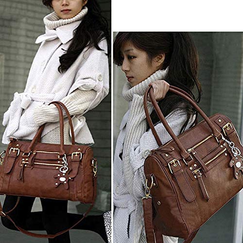 Women Retro Handbags and Purses PU Top-handle Shoulder Bag Totes Satchels