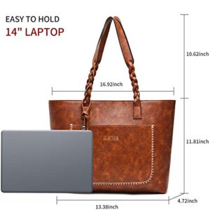 Women Tote Bags Retro Shoulder Bag Purse Satchel Hobo Purse Zippred Waterproof Travel Handbags with Tassel (light brown)