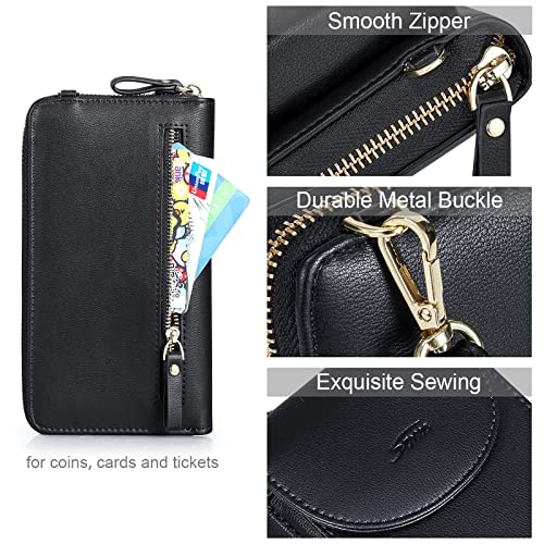 S-ZONE PU Leather RFID Blocking Crossbody Cell Phone Bag for Women Wallet Purse