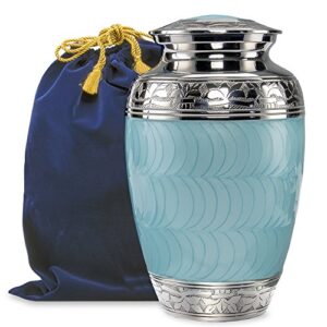 trupoint memorials cremation urns for human ashes – decorative urns, urns for human ashes female & male, urns for ashes adult female, funeral urns – large, up to 200 lbs, light blue