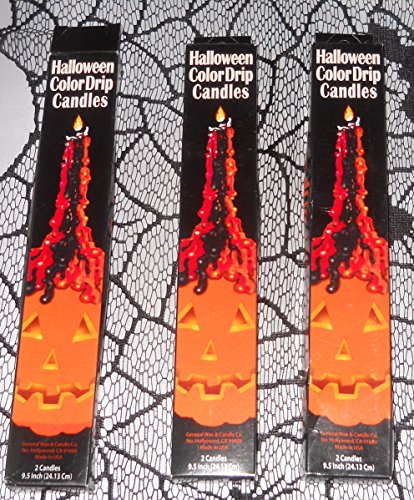 Halloween Color Drip Candles Set 0f 6 Candles 10"