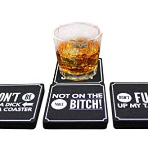 Summit One Funny Coasters for Drinks, Set of 10 (4 x 4 Inch, 5mm Thick) - Bar Accessories for The Home bar Set, Absorbent Felt Drink Coasters The Ideal Man cave Accessories