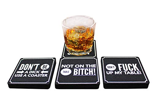 Summit One Funny Coasters for Drinks, Set of 10 (4 x 4 Inch, 5mm Thick) - Bar Accessories for The Home bar Set, Absorbent Felt Drink Coasters The Ideal Man cave Accessories