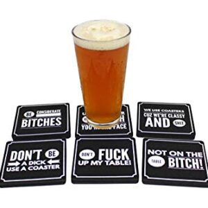 Summit One Funny Coasters for Drinks, Set of 10 (4 x 4 Inch, 5mm Thick) - Bar Accessories for The Home bar Set, Absorbent Felt Drink Coasters The Ideal Man cave Accessories