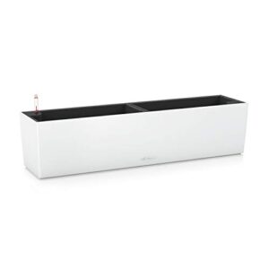 lechuza 15680 balconera color 80 garden indoor and outdoor use, white matte self watering planter