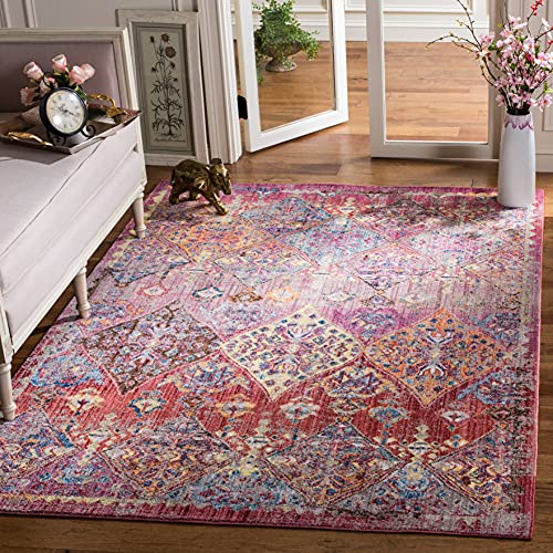 SAFAVIEH Bristol Collection 7' Square Rose / Multi BTL352R Boho Chic Distressed Area Rug