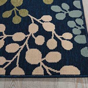 Nourison Caribbean Contemporary Navy 2'6" x 4' Area -Rug, Easy -Cleaning, Non Shedding, Bed Room, Living Room, Dining Room, Kitchen (2x4)