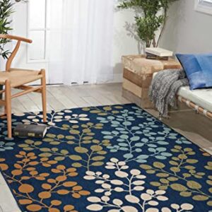 Nourison Caribbean Contemporary Navy 2'6" x 4' Area -Rug, Easy -Cleaning, Non Shedding, Bed Room, Living Room, Dining Room, Kitchen (2x4)