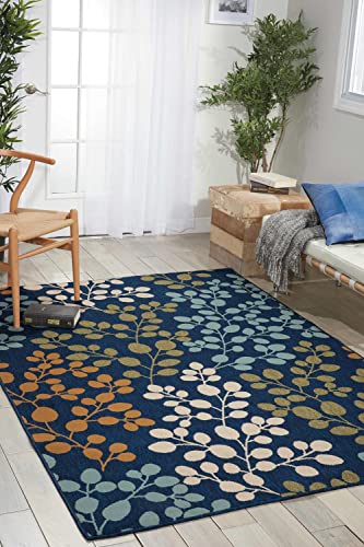 Nourison Caribbean Contemporary Navy 2'6" x 4' Area -Rug, Easy -Cleaning, Non Shedding, Bed Room, Living Room, Dining Room, Kitchen (2x4)