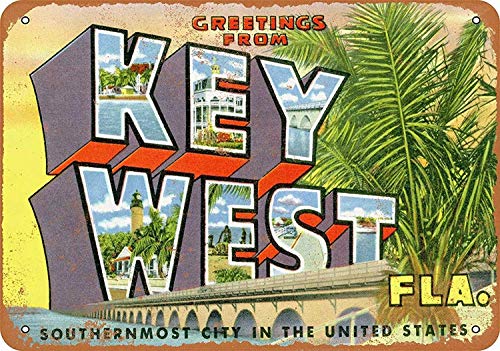 Joycenie Tin Sign New Aluminum Metal Sign Greetings from Key West 8x12 Inch