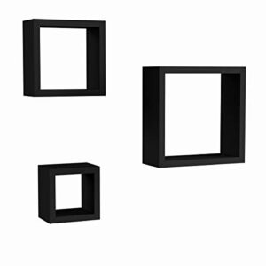 Lavish Home (Black Floating Shelves-Cube Wall Shelf Set with Hidden Brackets, 3 Sizes to Display Décor, Books, Photos, More-Hardware Included, 9"x3.5"x9"