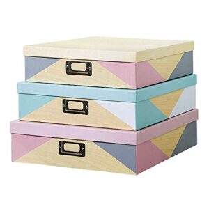 slpr decorative cardboard storage boxes with lids – set of 3: paperboard photo storage box, letter box for organizing, archival storage, memory box for keepsakes