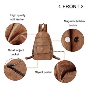 FANCELINE Small Backpack Purse for Women Fashion PU Leather Backpack Convertible Ladies Sling Bag