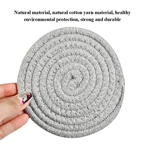 BUYGOO 8Pcs Braided Cup Coasters, Cotton Round Woven Cute Coasters Drink Absorbent Woven Coasters - Super Absorbent Heat-Resistant Thicken Non-Slip Braided Coasters for Drinks, Great Housewarming Gift