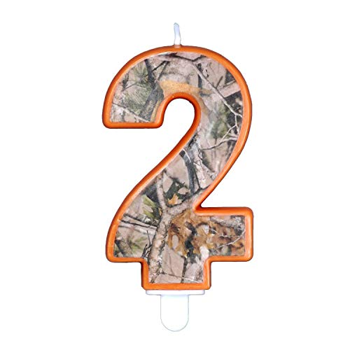 Havercamp Next Camo Party Birthday Number 2" Candle | 1 Count | Great for Hunter Themed Party, Camouflage Motif, Birthday Event, Graduation Party, Father's Day Celebration, Wedding Anniversary