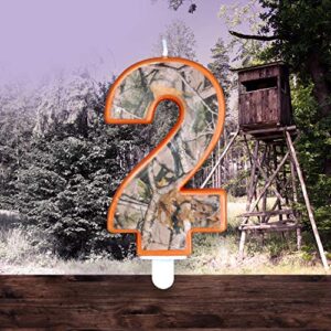 Havercamp Next Camo Party Birthday Number 2" Candle | 1 Count | Great for Hunter Themed Party, Camouflage Motif, Birthday Event, Graduation Party, Father's Day Celebration, Wedding Anniversary