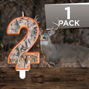 Havercamp Next Camo Party Birthday Number 2" Candle | 1 Count | Great for Hunter Themed Party, Camouflage Motif, Birthday Event, Graduation Party, Father's Day Celebration, Wedding Anniversary