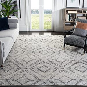 safavieh adirondack collection 8′ x 10′ light grey/grey adr131c modern diamond distressed non-shedding living room bedroom dining home office area rug