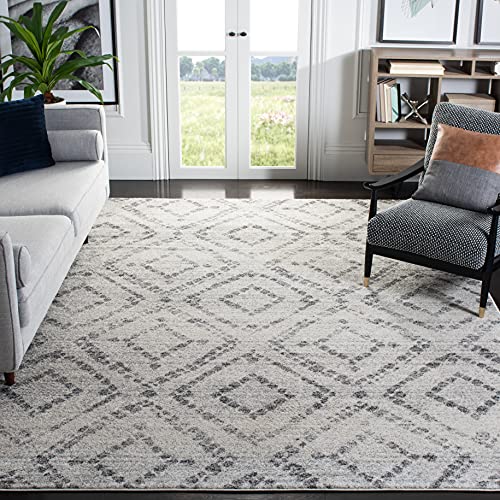 SAFAVIEH Adirondack Collection 8' x 10' Light Grey/Grey ADR131C Modern Diamond Distressed Non-Shedding Living Room Bedroom Dining Home Office Area Rug