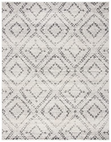 SAFAVIEH Adirondack Collection 8' x 10' Light Grey/Grey ADR131C Modern Diamond Distressed Non-Shedding Living Room Bedroom Dining Home Office Area Rug