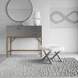 cosmoliving by cosmopolitan hz50a cougar area rug, snow leopard